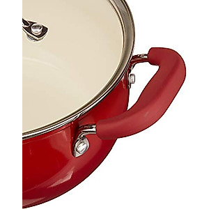 Oster Corbett Forged Aluminum Cookware Set with Ceramic Non-Stick-Induction Base-Soft Touch Bakelite Handle and Tempered Glass Lids, 8-Piece, Gradient Red