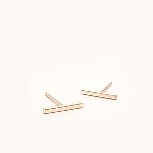 Lavishe Dainty Mini Bar Stud Earrings for Women 14K Rose Gold Plated 925 Sterling Silver Hypoallergenic Everyday Jewelry