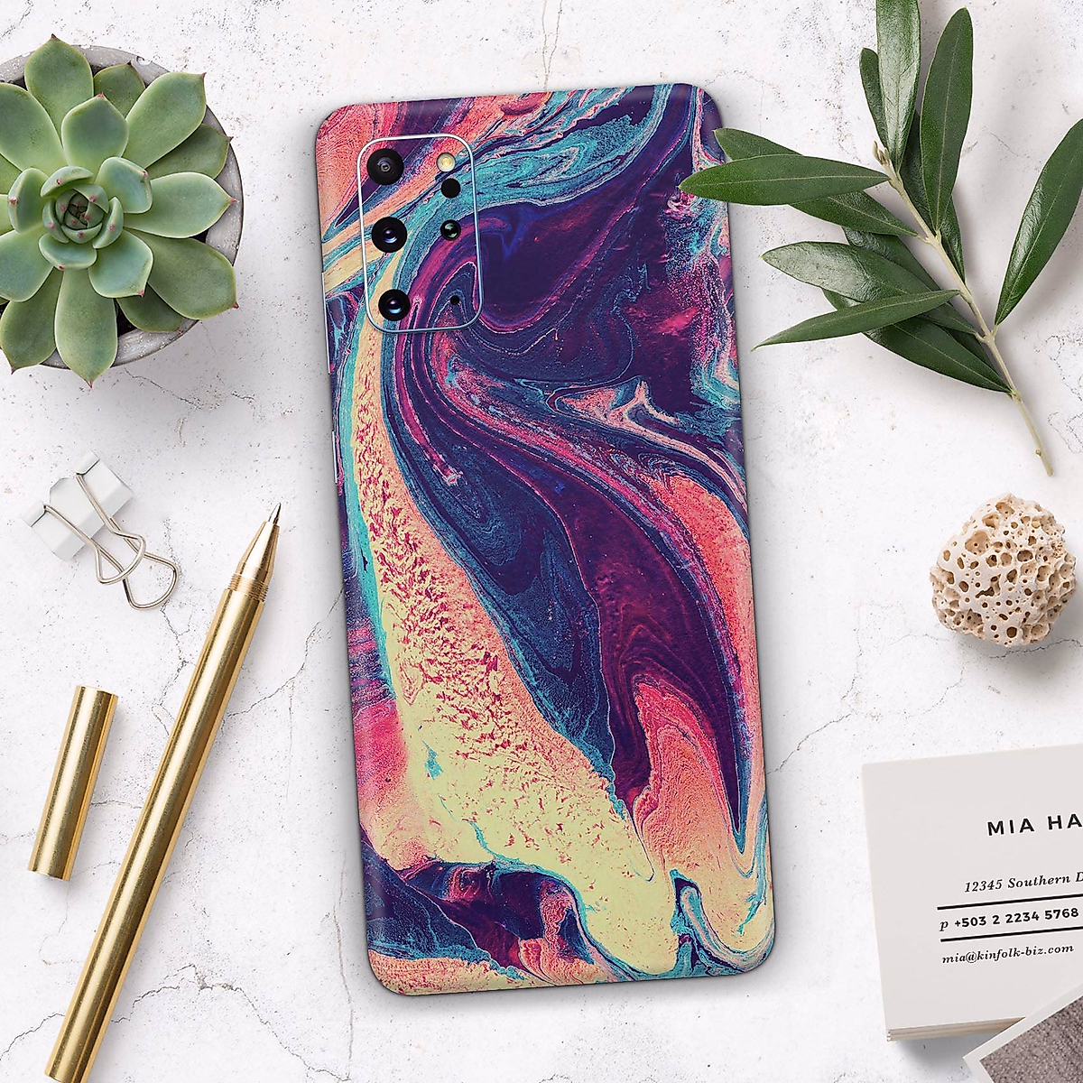 DesignSkinz Liquid Abstract Paint Remix V15 Protective Vinyl Decal Wrap Skin Cover Compatible with The Samsung Galaxy S20 (Screen Trim & Back Glass Skin)