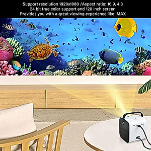 Projector, 150LM Built in Speaker Noise Cancellation Movie Projector 30‑120 Inch Portable with Remote Control for Home for Windows 10 (US Plug)