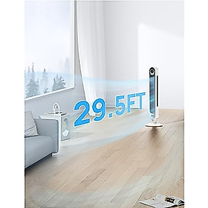 Dreo Tower Fan 42 Inch, Quiet Oscillating Bladeless Fan with Remote, 6 Speeds, 4 Modes, LED Display, 12H Timer, White Floor Standing Fan Powerful for Indoor Home Bedroom Office Room
