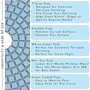 Stadea PPW118D Concrete Sanding Polishing Pads 4 Inch Grit 30 - Diamond Pads For Concrete Terrazzo Marble Floor Granite Stone Counter Wet Polishing - Pack of 2