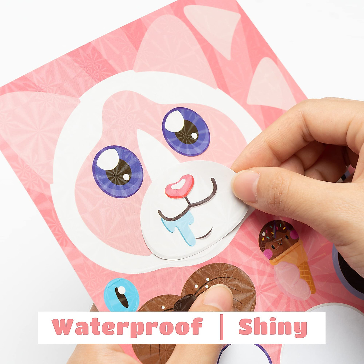 HubirdSall 45Pcs Cats Make-a-Face Stickers Make You Own Cats Holographic Stickers Games School Activity Reward for Kids Teacher Art Craft Birthday Gift Party Favors Room Decor Sticker for Children