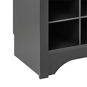 Prepac Black Hall Tree, Shoe Cabinet, Storage Cabinet with 24 Shoe Cubbies and 6 Double Coat Hooks 15.5" D x 60" W x 77" H, BSOG-0013-1