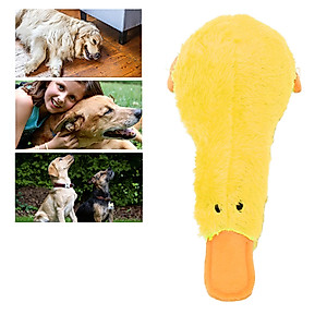 Duck Dog Squeaky Toy, Interactive Teeth Cleaning Plush Dogs Chew Toy Dog Companion for Dogs Puppies Pets (Yellow)