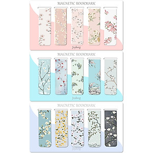 15 Pieces Bookmarks, Magnetic Bookmarks for Women, Page Markers for Students Teachers Reading (Floral Style)