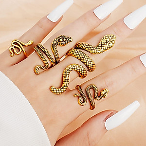 Choistily Snake Rings for Women Silver Vintage Snake Knuckle Rings Open Adjustable Snake Wrap Rings