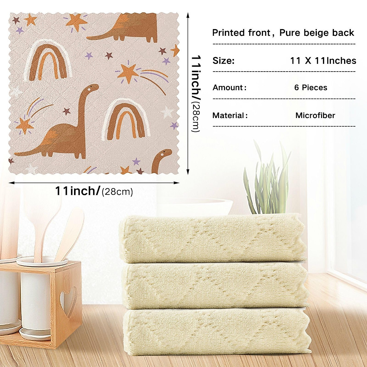 FRODOTGV Kids Pattern Animal Dino Rainbow Microfiber Dish Towels for Kitchen Clothes Set of Tea Towels Terry Cloth Kitchen Dish Towels Decorative Hand Towels for Kitchen