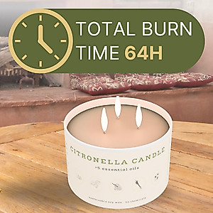 BUZZ DEFENDER 14oz Citronella Candles Outdoor - 100% Natural & Highly Effective 3 Wick Citronella Candles Outdoor - Large Citronella Candle Outdoor - Outdoor Citronella Candles for Patio | 2 Pack, 64h