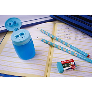 STABILO Handwriting Pencil EASYgraph S School Set - Right-Handed - Pencil x 2 + EASYsharpener + EASYeraser - blue