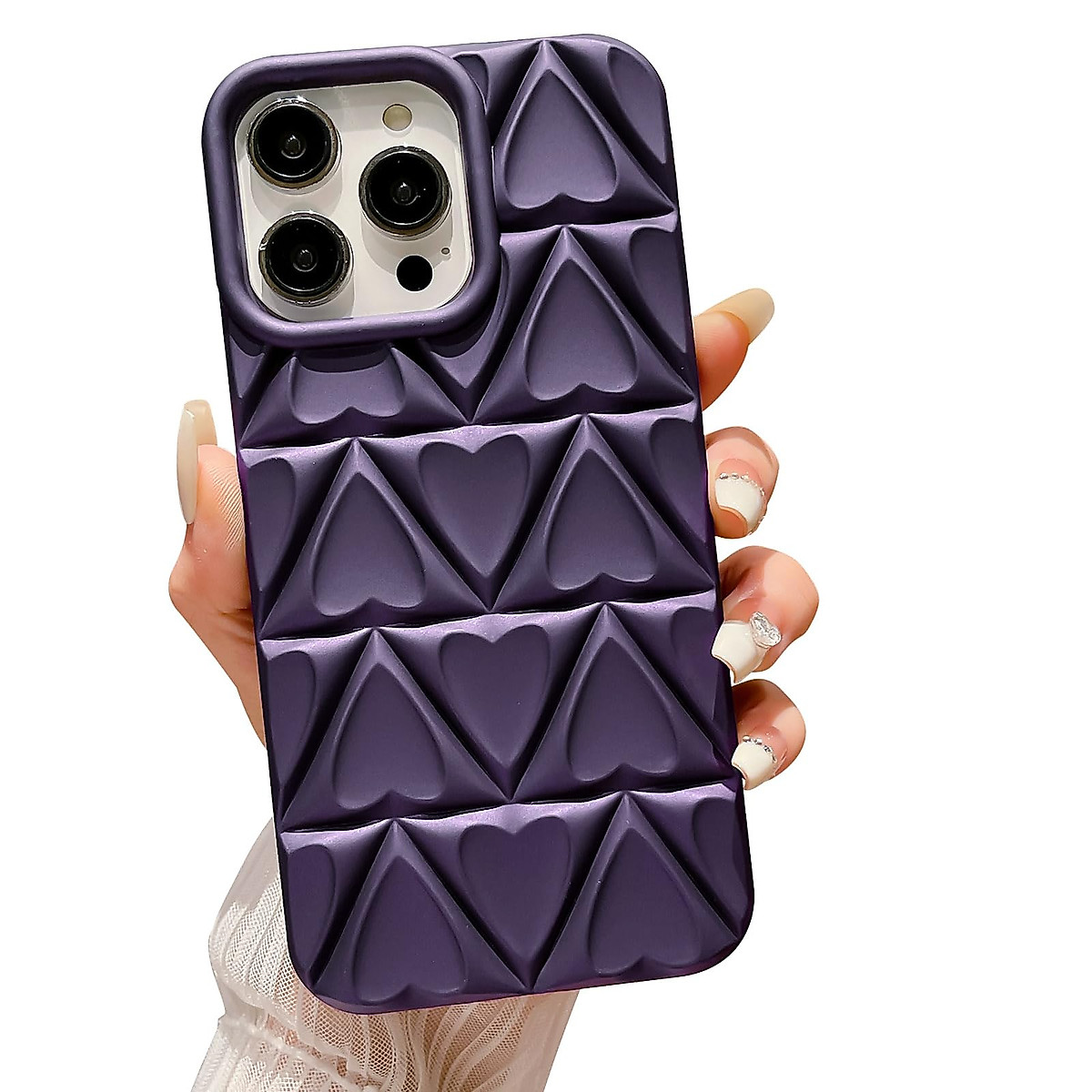 HYUEKOKO Compatible with iPhone 14 Pro Max Case Love Heart Pattern Soft TPU Shockproof Camera Protective Back Cover for Women Girl Cute Phone Case for iPhone 14 Pro Max 6.7 Inch Dark Purple
