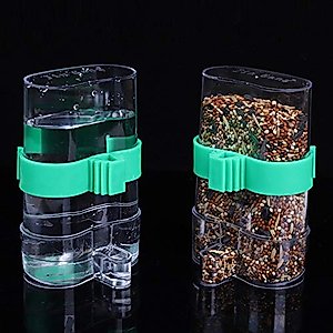 [2 Pack] Seneme Automatic Bird Water Dispenser for Cage, Birds Clear Dispenser Food Feeder, Bird Food Feeder for Cage with 1 Pcs Plastic Fruit Vegetable Feeder