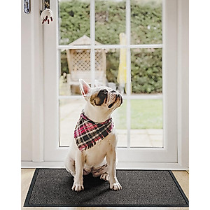 Front Door Mat Indoor Outside Entrance - Outdoor Door Mats Entry Mat Non Slip Water Absorbent Dirt Trapper Welcome Mats Doormats for Entryway Doorway - 17”x30” Black and Grey