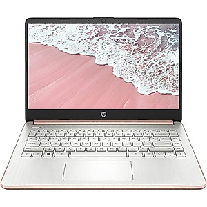 2022 HP Premium 14-inch HD Thin and Light Laptop, Intel Quad-Core Processor, 16GB RAM, 64GB Storage, Long Battery Life, Webcam, Bluetooth, HDMI, Wi-Fi, Rose Gold, Windows 11 + 1 Year Microsoft 365