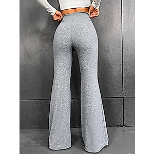 QCIV Womens Yoga Pants Bootcut High Waist Leggings Workout V Crossover Sweatpants Workout Trousers Stretch Grey, X-Small