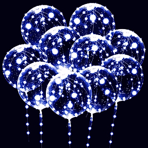 10 PACKS LED Bobo Balloons, Clear Light Up Balloons,Helium Glow Bubble Balloons with String Lights for Party Birthday Wedding Quinceanera Decorations (Cold White)