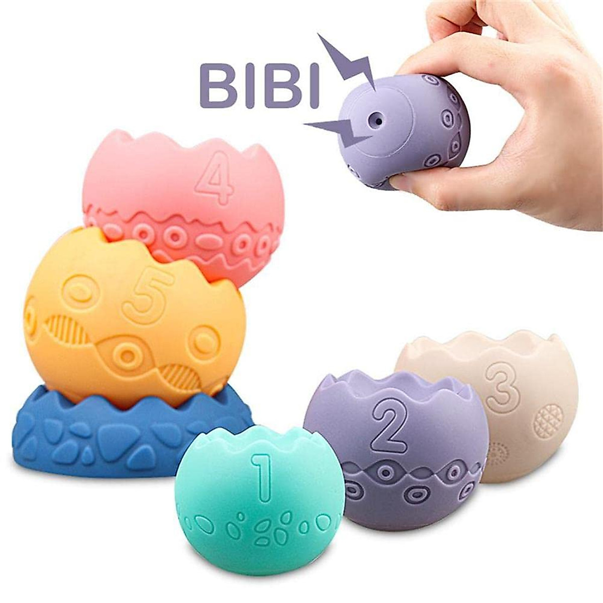 Baby Sensory Balls Teething Toys 6 9 12 18 Months Soft Building Blocks Toddlers Montessori Early Developmental Educational Fine Motor Skills Stacking Ring Infant Boys Girls Gifts One 1 2 3 Year Old