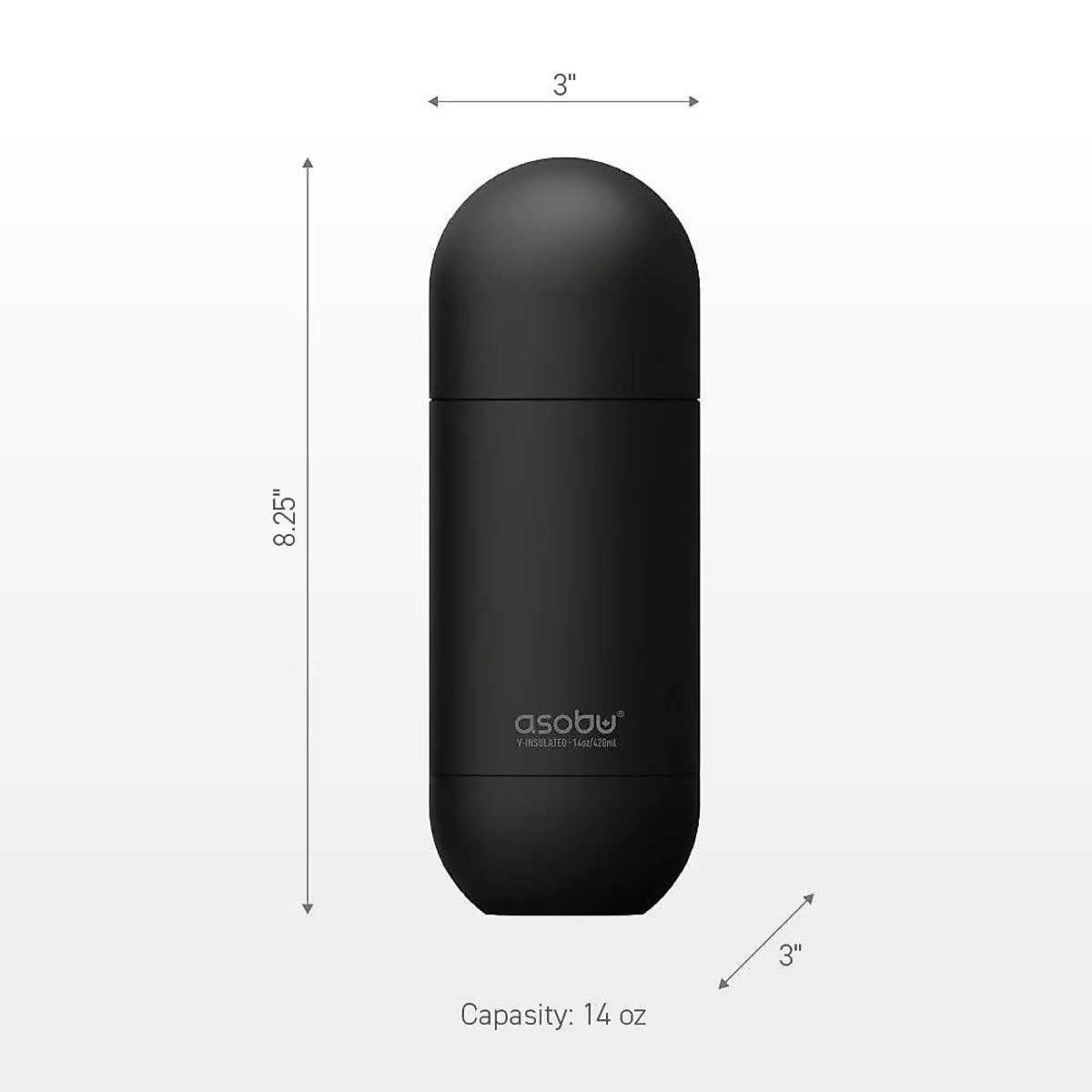 asobu Orb Bottle Blue Insulated Travel Bottle, 420 ml