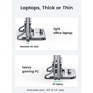 UGREEN Vertical Laptop Stand Holder Desk Aluminum Dock Compatible for MacBook Pro Air Laptop Stand Desktop Adjustable, Lenovo Ideapad 3, Surface Book, HP Notebook, Dell Chromebook Up to 17.3 Inch