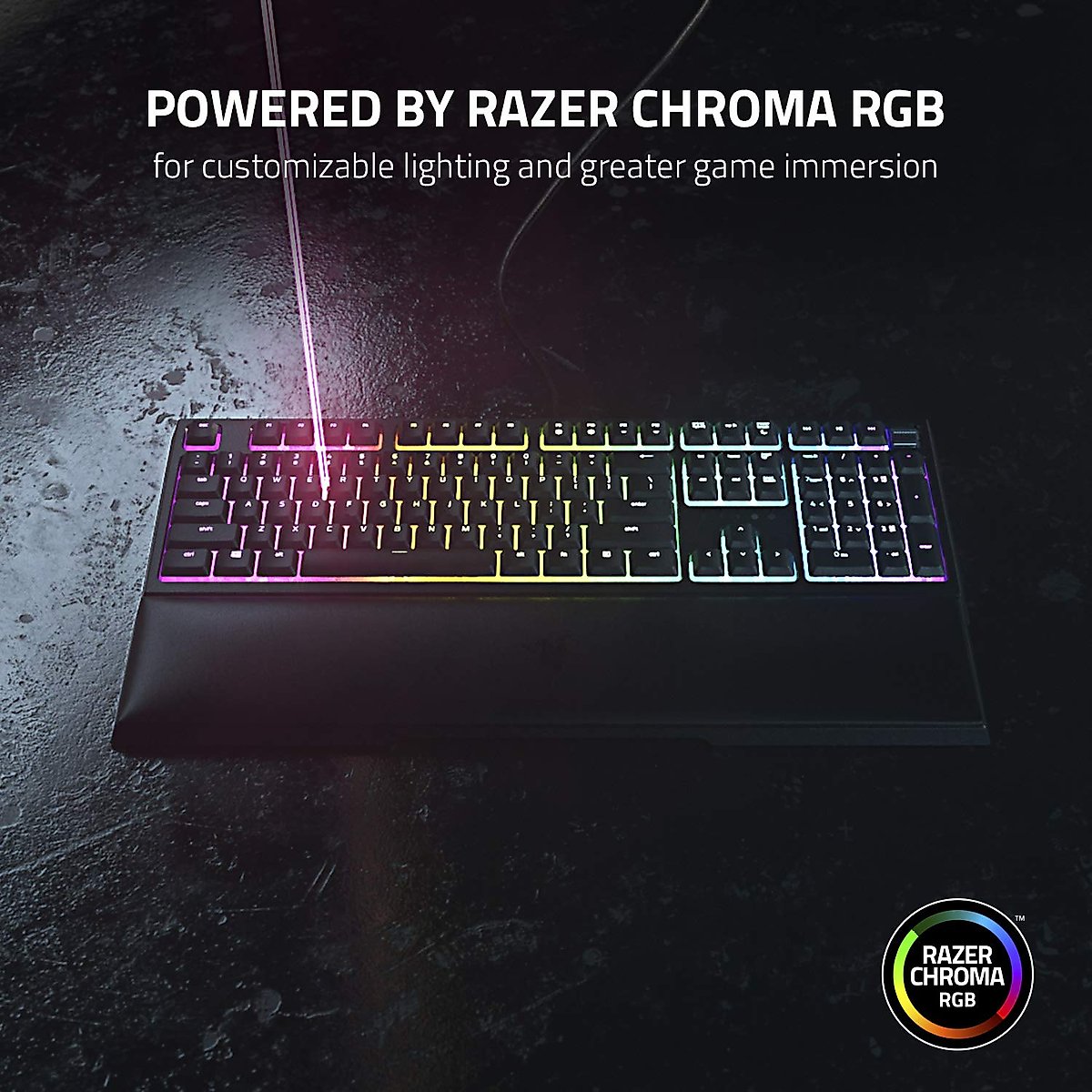 Razer Ornata V2 Gaming Keyboard: Hybrid Mechanical Key Switches - Customizable Chroma RGB Lighting - Individually Backlit Keys - Detachable Plush Wrist Rest - Programmable Macros (Renewed)