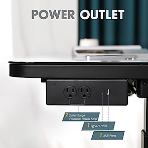 AIMEZO Standing Desk with Drawer Ergonomic Tempered Glass Electric Sit-Stand Height Adjustable Computer Workstation,with Touchscreen Controller&Wireless Charging &USB Port, and Power Strip