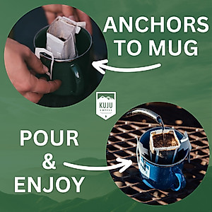 Kuju Coffee Premium Pour Over Camping Coffee Singles - 6 Pack Basecamp Blend, Medium Roast - Superior Instant Pocket Coffee for Backpacking, Travel, and Camp