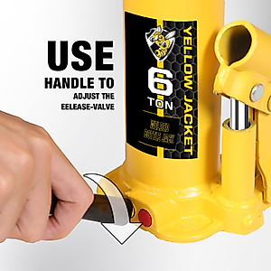 YELLOW JACKET 6 Ton Muti-Directional Welded Bottle Jack(12,000lb) for Car, Pickup, Truck, RV, Auto Repair