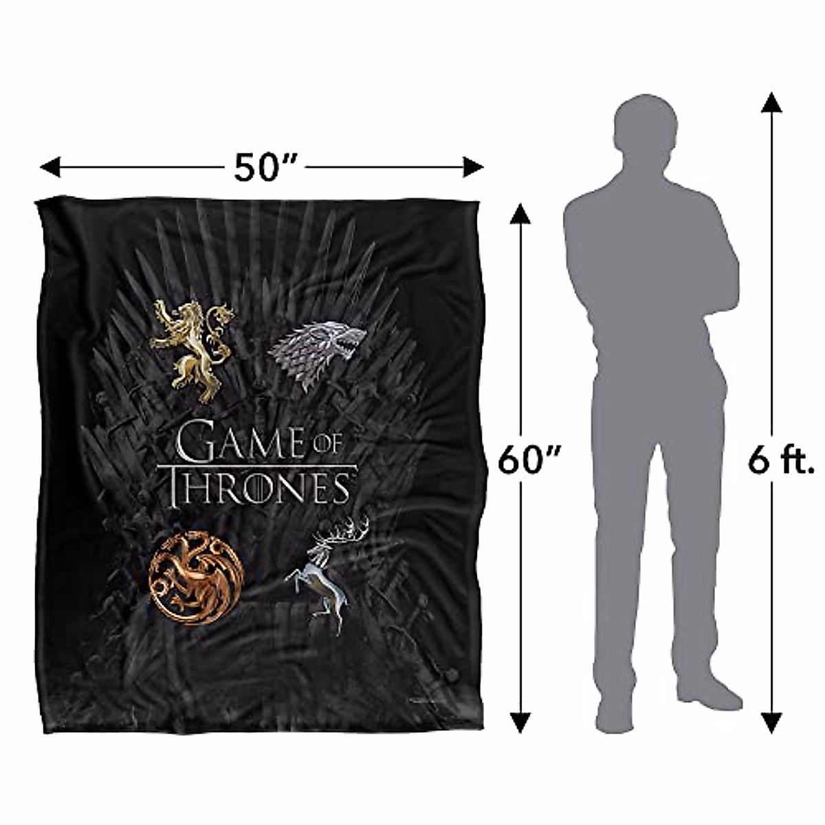 Game of Thrones Blanket, 50" x 60", Chrome House Sigils, Silky Touch Super Soft Throw Blanket