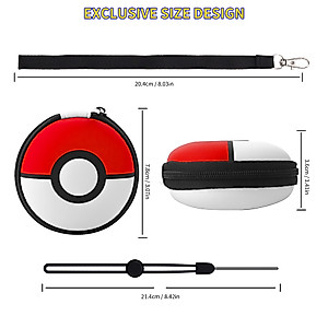 HYPERCASE Carrying Case for Pokémon GO Plus + 2023 , with PC Protective Cover for Pokemon GO Plus, One Carry Case Hand Strap and Clear Hard Shell Wrist Strap（Red and white）