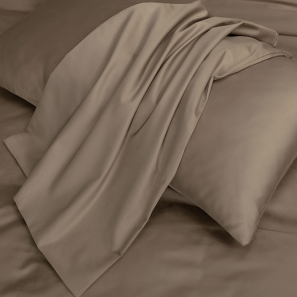 MooMee Bedding Duvet Cover Set Extra Long Staple Cotton 600 TC Egyptian Cotton Texture Silky Sateen Smooth Luxury Soft Comfortable Durable (Mocha Brown, Queen)