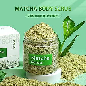 Liyalan Matcha Body Scrub Green Tea Exfoliating Body Scrubs for Acne, Smooth Skin,Moisturizing Body, Face, Hand, Foot Scrub