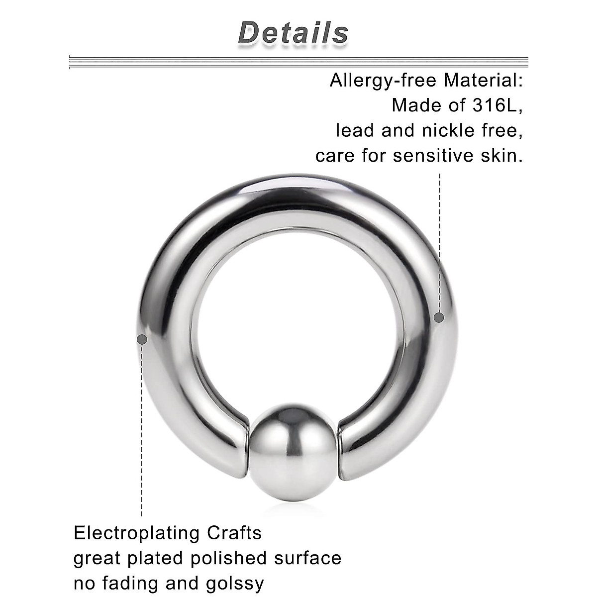 Ocptiy 0G 4G 2G 6G 8G 12G 14G 16G 18G 20G Ear Earring Gauge Septum Ring Piercing Jewelry Stretching Kit Stainless Surgical Steel septum nose Lip Pa Cartilage Helix Daith Ring Earring Hoop Women Men