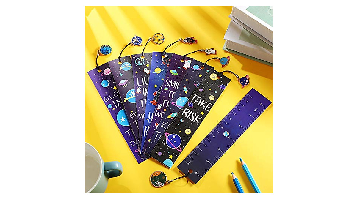 Space Theme Bookmarks: Metal Charms & Inspirational Quotes