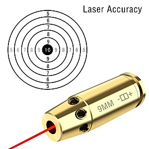 BemerforS Red Dot Bore Sight 9mm Laser Boresighter with 3 Sets of Batteries…