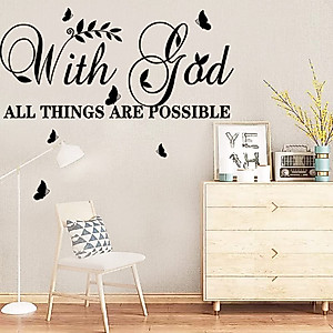 with God All Things are Possible Wall Stickers Inspirational Wall Decal Vinyl Wall Decals Motivational Office Decor Quote Wall Art Vinyl Wall Decal Living Bed Room School Words Saying