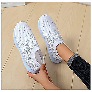 Women's Crystal Breathable Orthopedic Slip On Walking Shoes, Ultra-Light Breathable Arch Support Sneakers,Fashion Sneakers for Women,Orthopedic Shoes (Green, 10.5(43))