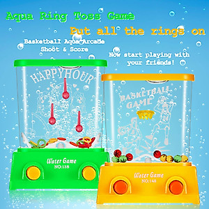 Lewtemi 60 Pcs Water Ring Toss Handheld Game Bulk Mini Water Game Arcade Water Ring Retro Pastime Games Handheld Toys Party Favor Basketball Fun Gifts for Kids Adults,Without Water(Classic)