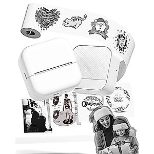 memolife M02L Mini Inkless Sticker Printer - Inkless Printer for iOS & Android, Bluetooth Printer with 1 Roll Non-Adhesive Paper, Mini Pocket Printer for DIY Creation, Study Notes, Mini Photo Printer