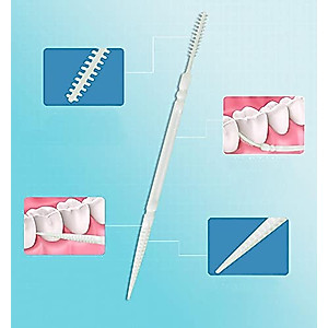 Acewen 1100 Pcs Disposable Plastic Toothpick Oral Cleaning Care Tooth Cleaning Tool or Cocktail Sticks Double Head Plastic Toothpicks Disposable Brush Toothpick