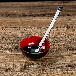 ASIAN HOME Black Melamine Japanese Long Handle Spoons for Ramen, Soup, Hot Pot Eating, Mixing, Stirring 8.25 Inches (4 spoons)