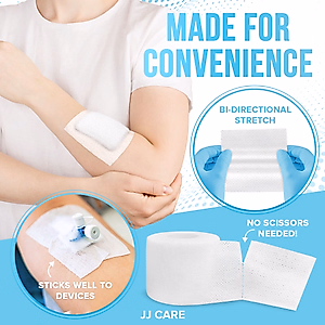 JJ CARE Soft Surgical Tape [Pack of 4], 2” x 10 Yards Soft Cloth Tape, Latex-Free Cloth Medical Tape for First Aid, Breathable Cloth Surgical Tape, Hypoallergenic Adhesive