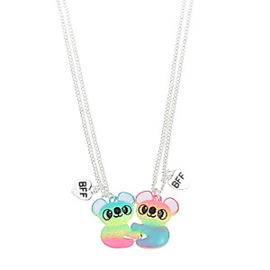 2Pcs Set Best Friends Magnetic Half Broken Heart Koala Panda Engraved BFF Pendant Necklace for Women Men Forever BFF Friendship Jewelry Lovely Animal Rainbow Necklace Birthday Gift-A koala 1