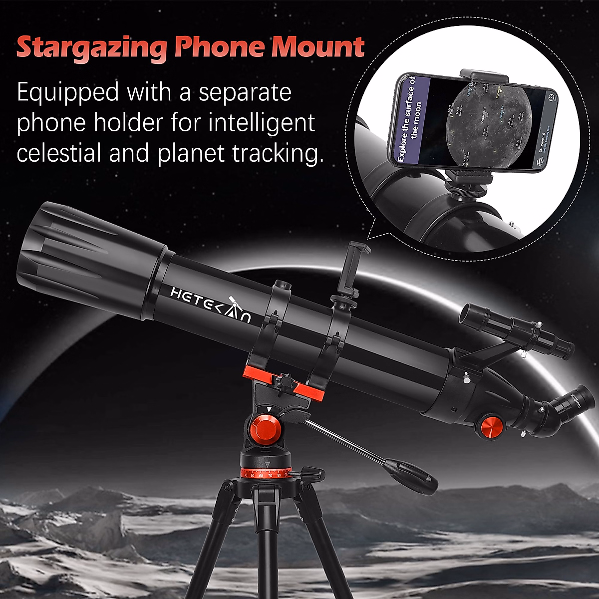 Telescope,Telescope for Adults High Powered, 90mm Aperture 900mm Professional Refractor Telescopes for Kids & Beginners, Magnification 450X,for Planet Observation with Stainless Tripod & Phone Adapter