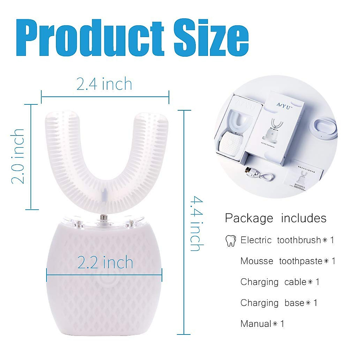 Ultrasonic Toothbrush Automatic Toothbrush Teeth Whitening Toothbrush Manual Toothbrush for Adults 360°Electric Toothbrush Upgraded Rechargeable Washable Travel Home Dual-use (White)