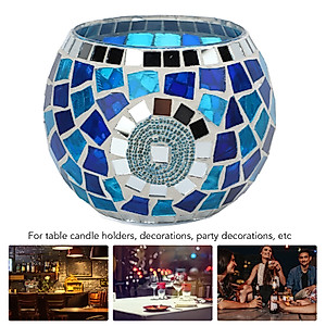 Mosaic Glass Votive Candle Holder for Tealight,Round Bowl Votive Candle Holders Pillar Candle Stands, Glass Mosaic Tealight Holders Potted Plant Bowl Vase Candle Centerpiece for Table Wedding