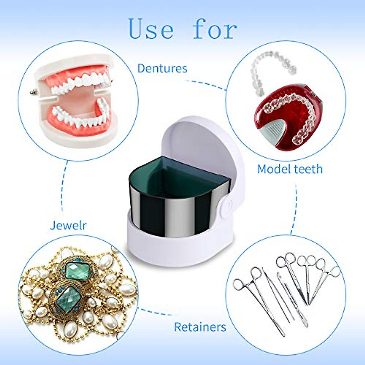 Lamoutor Sonic Cordless Cleaner Jewelry Denture Cleaning Machine