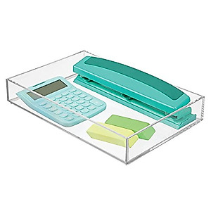 iDesign Decorative Countertop Vanity Tray Organizer for Bathroom, Bedroom, Closet, Entryway, The Clarity Collection – 8" x 12" x 2", Clear