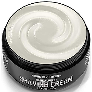 Luxury Shaving Cream for Men- Sandalwood Scent - Soft, Smooth & Silky Shaving Soap - Rich Lather for the Smoothest Shave - 5.3oz