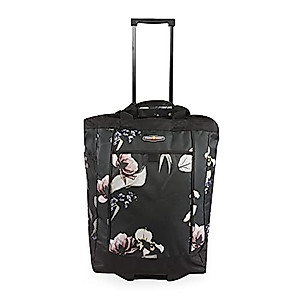 Pacific Coast Signature Large Rolling Shopper Tote, Black Floral