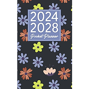 2024-2028 pocket planner: 5 year Pocket Calendar January 2024 to December 2028 | Flower Pattern